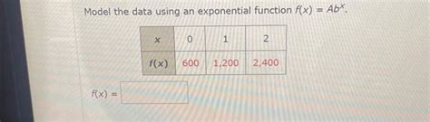 Solved Model The Data Using An Exponential Function Chegg