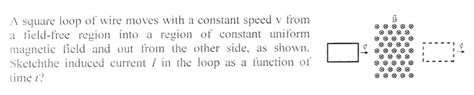 solved a square loop of wire moves with a constant speed v