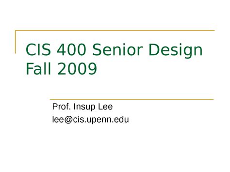 Objectives Of Senior Design Project Cis 401 Docsity