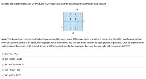 Solved Identify The Most Simple Sum Of Products SOP Chegg