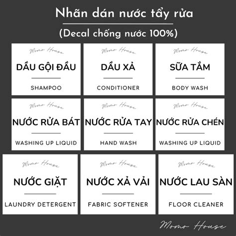 Tem Nhãn Dán Trong Suốt Chai Đựng Dầu Gội Sữa Tắm Nước Rửa Tay Nước Rửa Bát Dầu Xả Decal