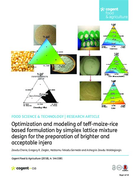 Pdf Optimizing Injera Formulation Using Lattice Design