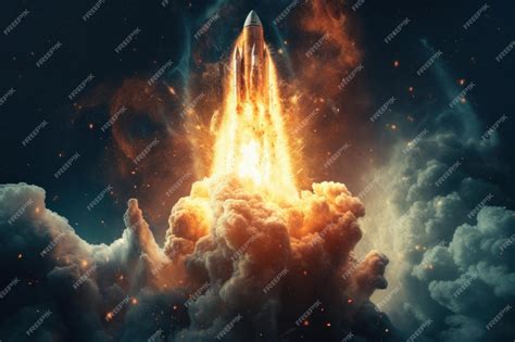 Premium Ai Image Space Wallpaper Rocket Launch Explosion With Fire