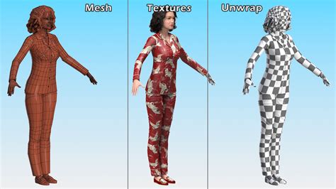 Asian Woman In Satin Pijama Rigged For Modo 3d Model 199 Lxo Free3d