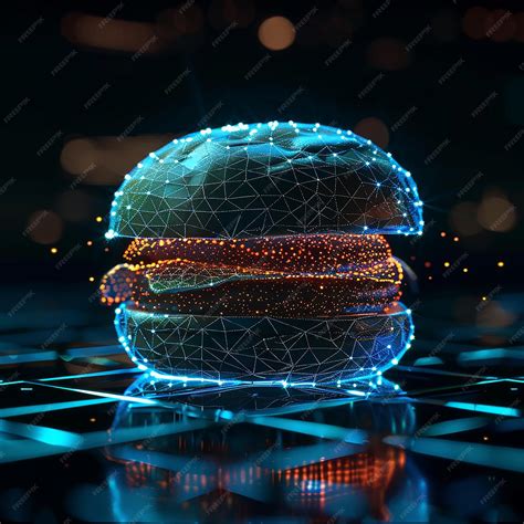 Premium Vector Blue Wireframe Digital Lines Forming Hamburger