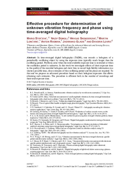 Pdf Effective Procedure For Determination Of Unknown Vibration