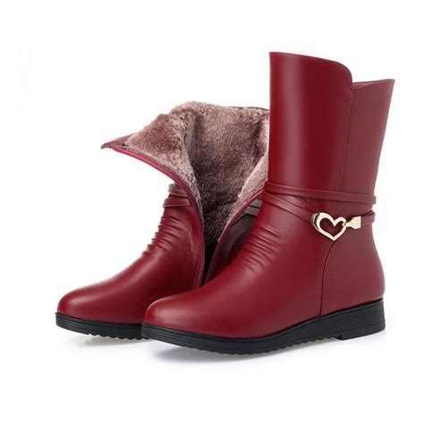 Womens Black Leather Mid Calf Boots 4colordress