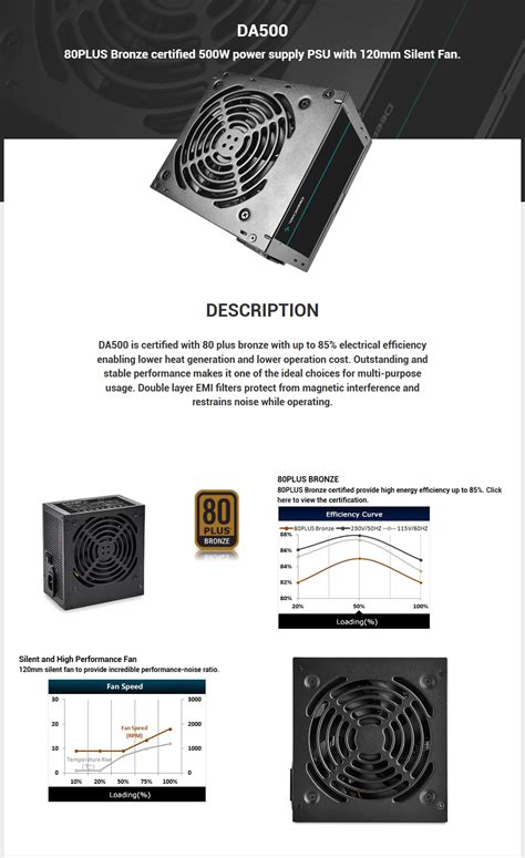 DeepCool DP-BZ-DA500N DA500 500W 80 Plus Bronze Non-Modular Black ATX ...