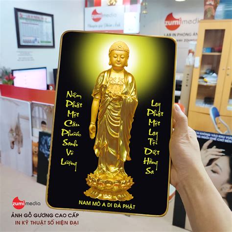 Tranh Phật A Di Đà đứng Thân Vàng Gỗ Gương Cao Cấp Zumi Store