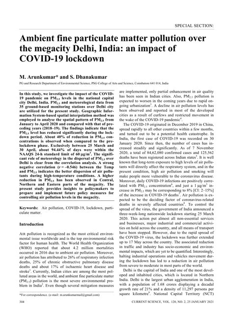 Pdf Ambient Fine Particulate Matter Pollution Over The Megacity Delhi