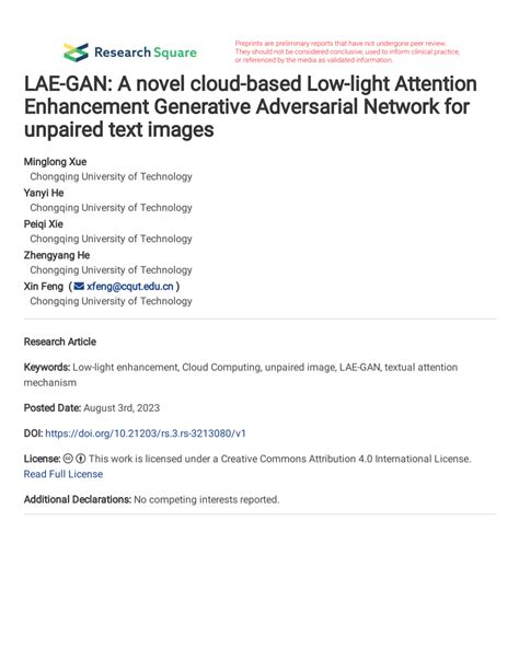 Pdf Lae Gan A Novel Cloud Based Low Light Attention Enhancement