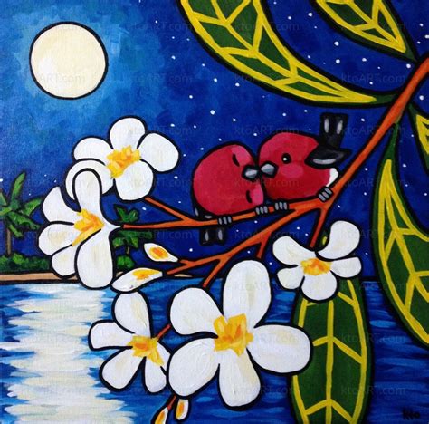 Under The Full Moon Bird Painting By Kto ART Kto ART