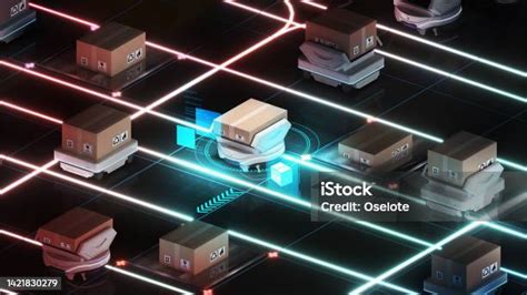 로봇 운송 및 화물 취급 제품 관리 자동화 사용 웨어하우징 및 기술 연결 3d 렌더링 화물 운송에 대한 스톡 사진 및 기타 이미지 화물 운송 공급망 인공지능 Istock