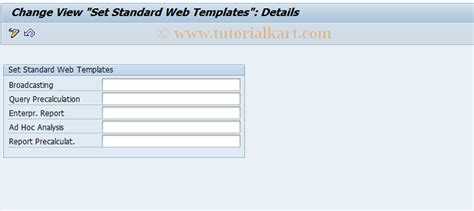RSCUSTV27 SAP Tcode Set Standard Web Templates
