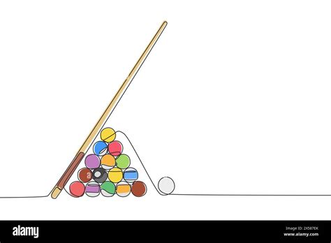 One Continuous Line Drawing Of Triangle Pyramid Balls Stack For Pool Billiards Game At Billiard
