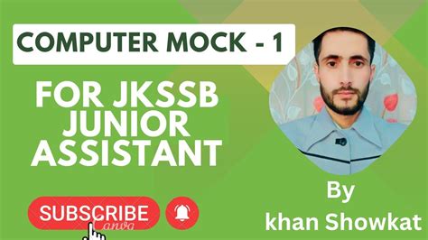 Computer Mock 1 For JKSSB Junior Assistant By Khan Showkat YouTube