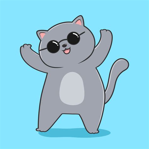 Grey Cat Dance Cute Dancing Gray Cat 19526460 Vector Art At Vecteezy
