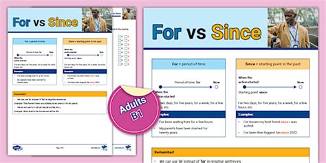 Esl For Vs Since Present Perfect Worksheet Adults B1