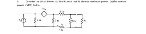 Solved Consider The Circuit Below A Find RL Such That RL Chegg Com