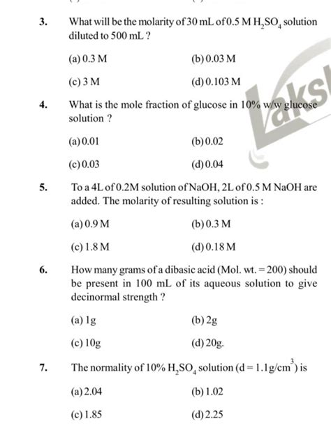 What Is The Mole Fraction Of Glucose In 10ww Glucose Solution Filo
