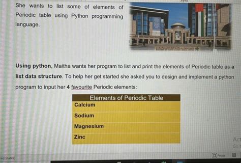 Solved She Wants To List Some Of Elements Of Periodic Table Chegg