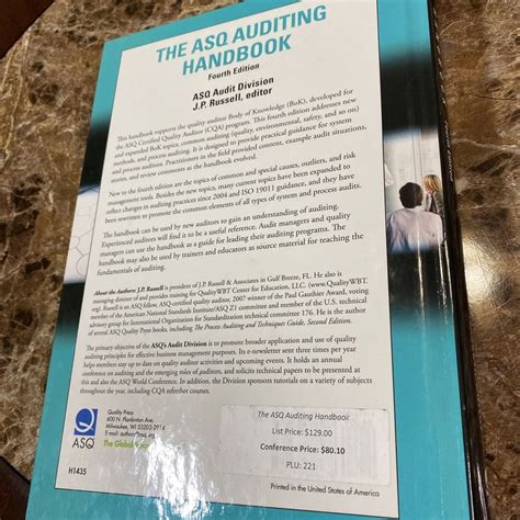 The Asq Auditing Handbook By J P Russell Hardcover Pangobooks