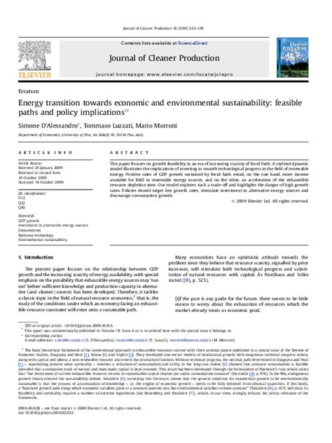 pdf energy transition towards economic and environmental