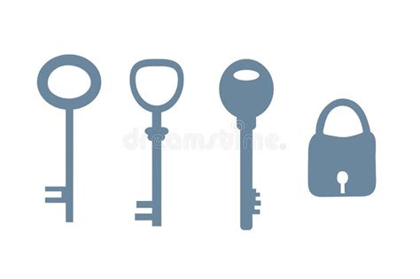 Set Of Keys In Flat Style Vector Illustration Isolated On White
