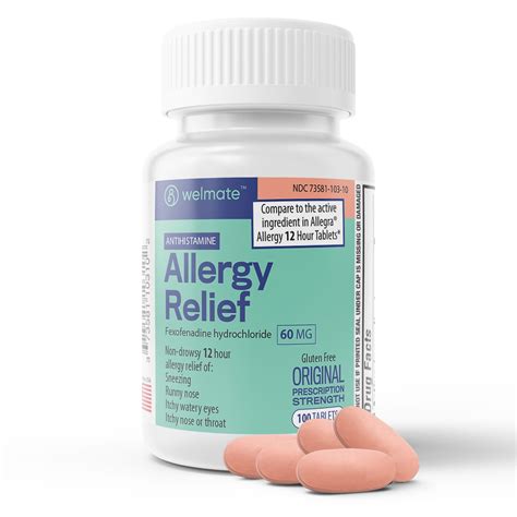 Allergy Relief | Fexofenadine Hydrochloride 60 mg | 100 Count Tablets ...