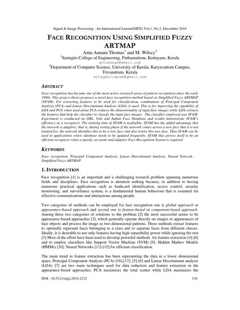 Pdf Face Recognition Using Simplified Fuzzy Artmap