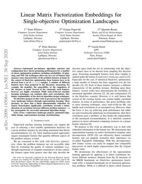 Pdf Linear Matrix Factorization Embeddings For Single Objective