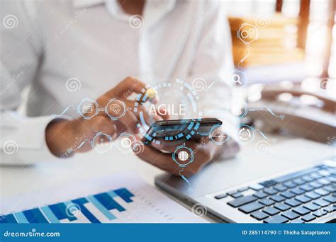 Agile Development Methodology Concept Business Hand Using Laptop
