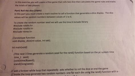 Solved Develop A Dice Game That Rolls Two Dice Then Chegg