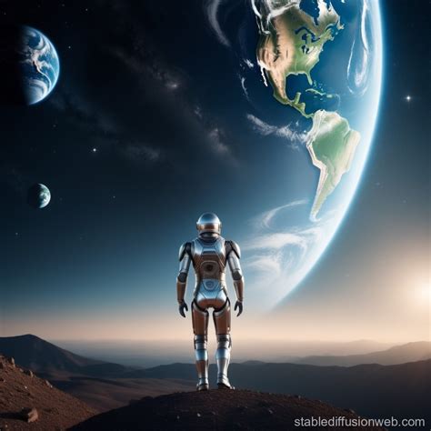 We Can See The Earth With A Giant Metal Human Structure Around Prompts