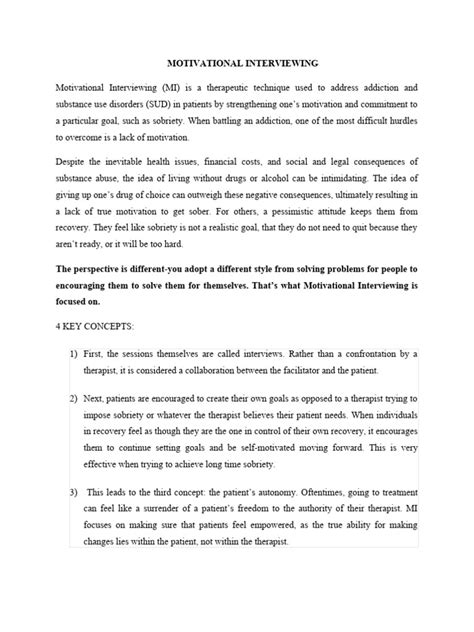 Motivational Interviewing Pdf Psychotherapy Motivation