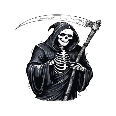 Grim Reaper Skeleton Silhouette Vector Files Premium Ai Generated Vector