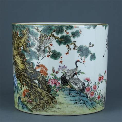 粉彩松鹤同春诗文图笔筒粉彩松鹤同春诗文图笔筒估价粉彩松鹤同春诗文图笔筒高清大图易拍全球北京唐潮拍卖有限公司玉石瓷器兼杂项专场（三）拍品介绍