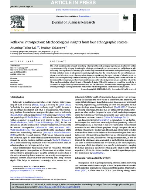 Pdf Reflexive Introspection Methodological Insights From Four