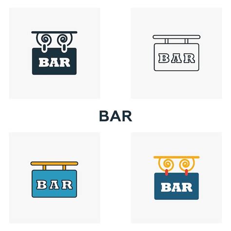 Premium Vector Bar Sign Icon Set Four Elements In Diferent Styles From Bar And Restaurant