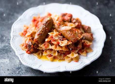 Pasta Sausages Farfalle Lunch Noddles Pastas Sausage Farfalles