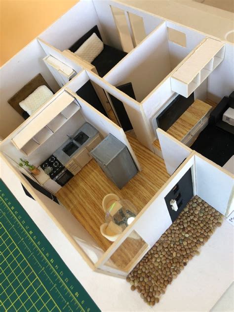 Maqueta De Casa Con Cocina Y Sala De Estar