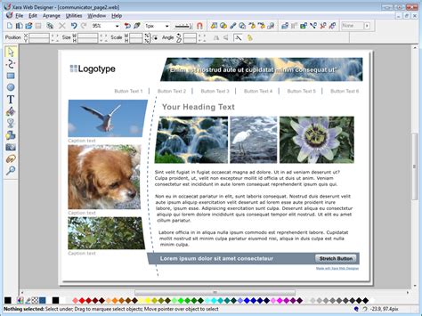 Xara Web Designer Main Window Xara Group Limited Xara Web Designer