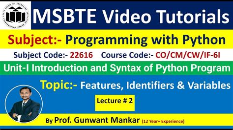 Class 2 Unit I Topic Features Of Python Identifers And Variables In Pythons Pwp 22616