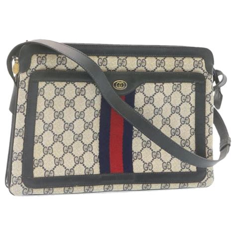 GUCCI Sherry Line GG Canvas Sac à bandoulière en cuir PVC Rouge Marine