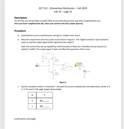 Eet 112 Elementary Electronics Fall 2019 Lab 14