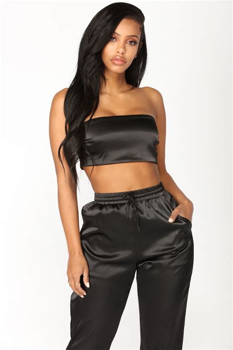 My Revenge Satin Pant Set Black Fashion Nova Matching Sets