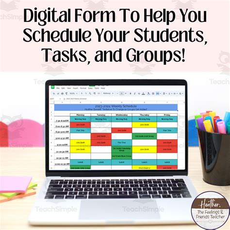Social Work Weekly Mock Schedule Form Schedule Template By Teach Simple