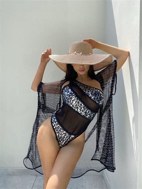 14694 Mesh Cutout With Geometric Spiral Pattern Bodysuit Western F