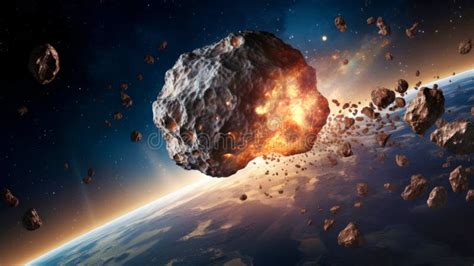 A Giant Asteroid Moving On A Collision Course With The Earth Against
