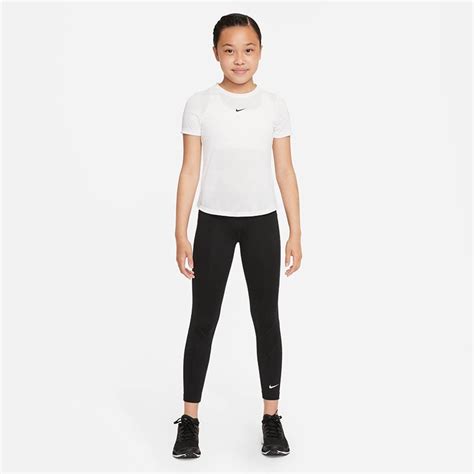 Nike Dri Fit One Girls Tennis Top Whiteblack